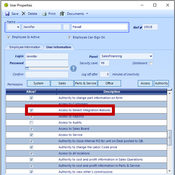 Kenect Integration Access